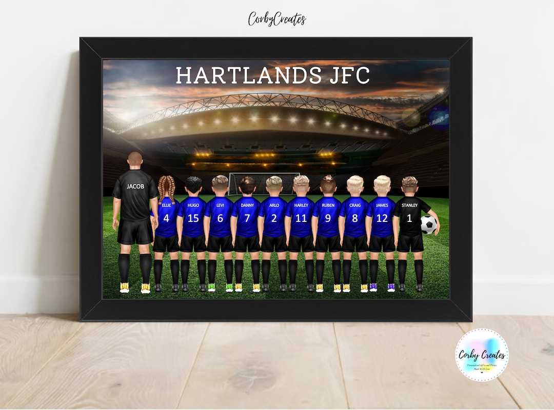 Personalised Football Team Print, Stadium Team, Coach Gift, Football ...