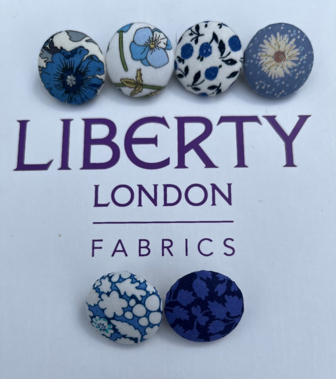 Liberty Fabric Buttons: Blue Floral Set (23mm) - Etsy