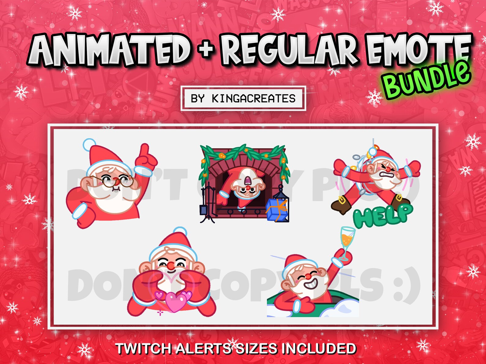 ANIMATED & REGULAR EMOTE Bundle Santa Claus Christmas for Twitch and ...