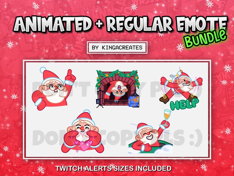 ANIMATED & REGULAR EMOTE Bundle Santa Claus Christmas for Twitch and ...