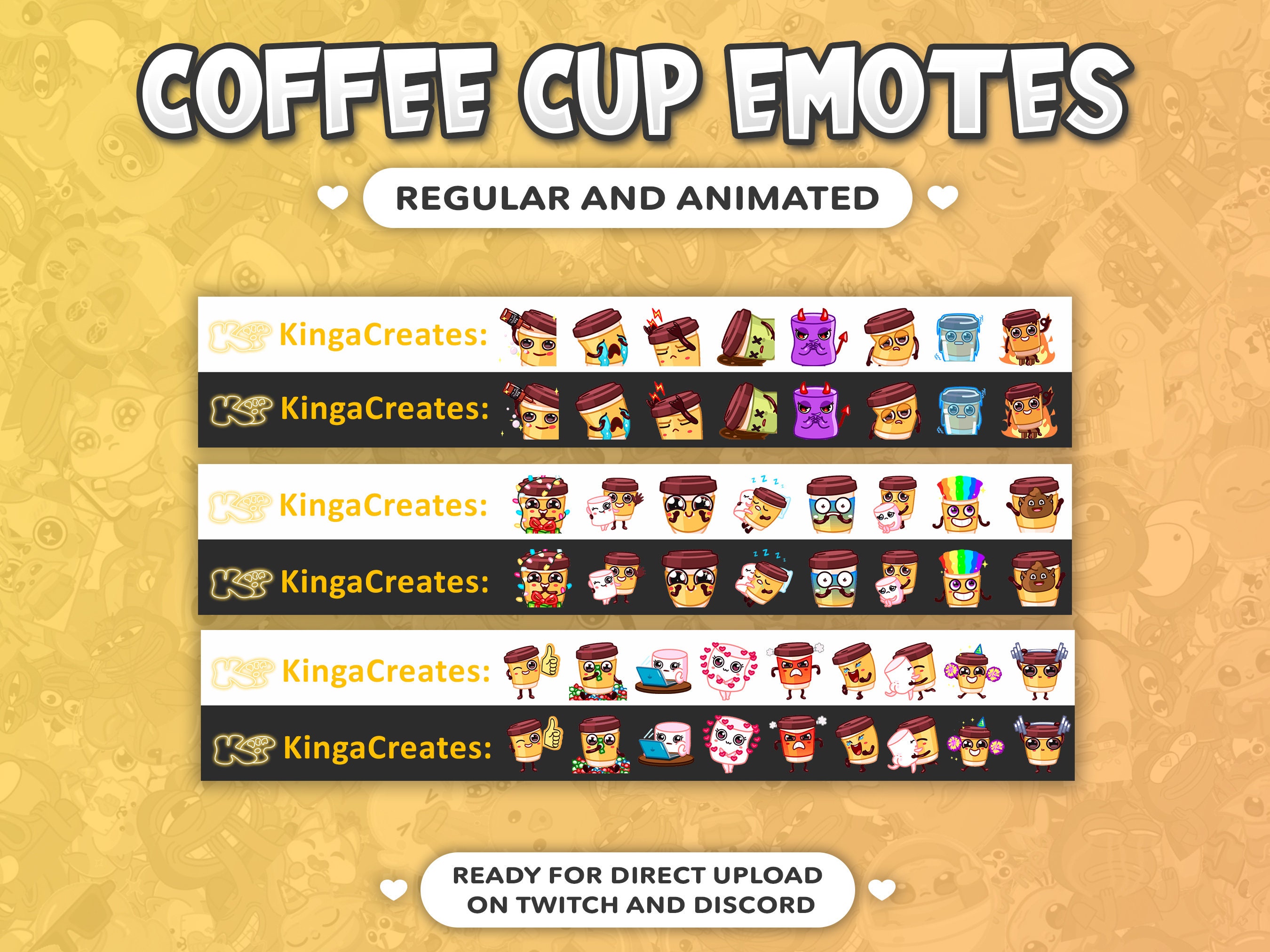 25 ANIMATED AND REGULAR Cute Chibi Coffee Cup Emotes for Twitch and ...