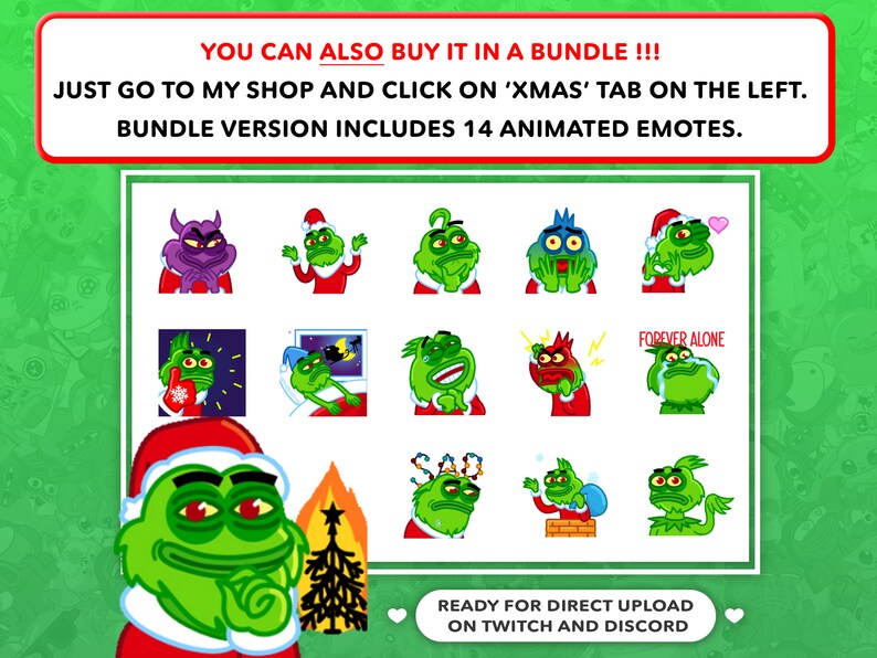 ANIMATED EMOTE Christmas Pepe Rage Peepo for Twitch, Kick and Discord ...