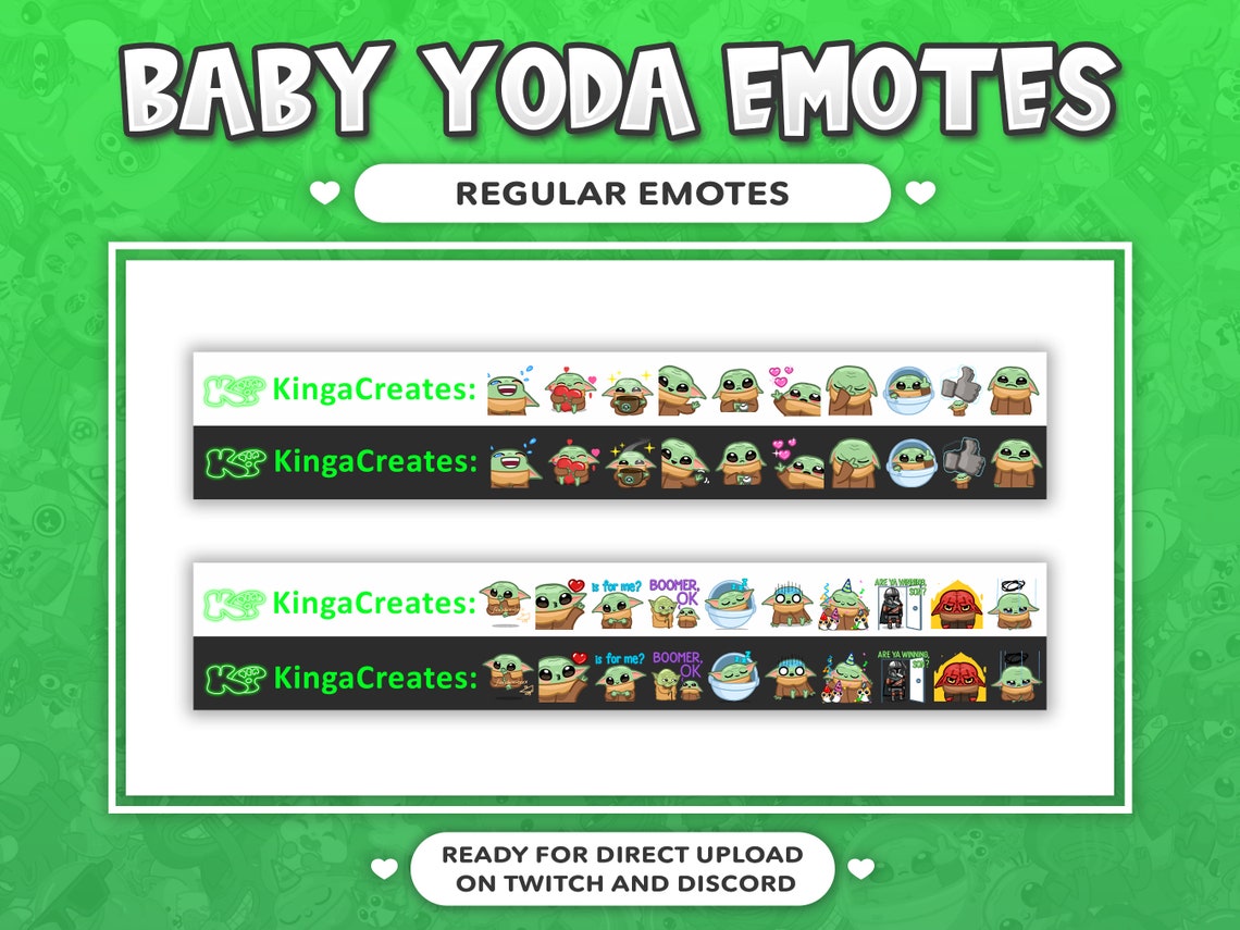 20 EMOTE BUNDLE Cute Baby Yoda Grogu Emotes for Twitch Kick - Etsy