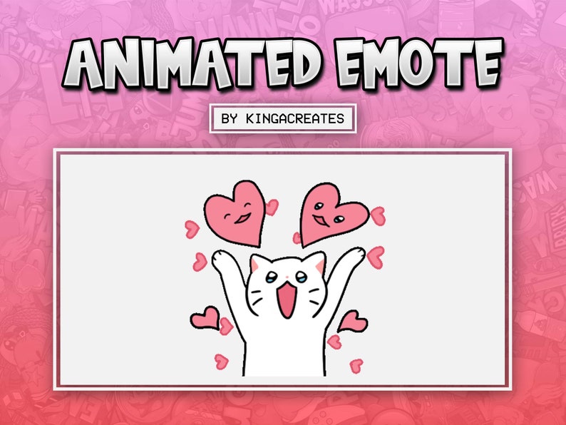 ANIMATED EMOTE Cute Cat Love Kiss for Twitch and Discord ! (and More ...