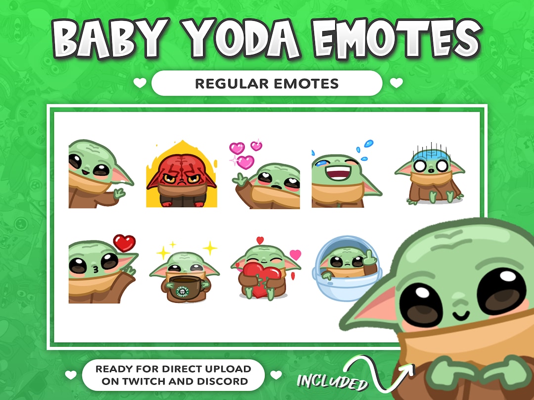20 EMOTE BUNDLE Cute Baby Yoda Grogu Emotes for Twitch, Kick and ...