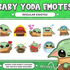 20 EMOTE BUNDLE Cute Baby Yoda Grogu Emotes for Twitch, Kick and ...