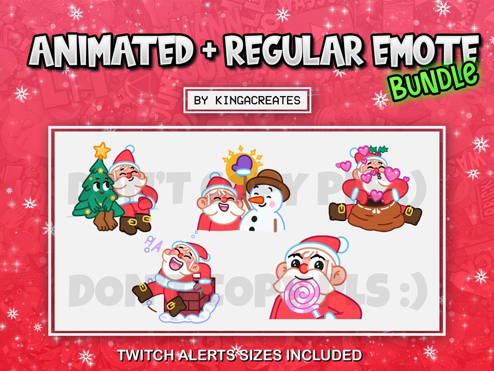 ANIMATED & REGULAR EMOTE Bundle Santa Claus Christmas for Twitch and ...