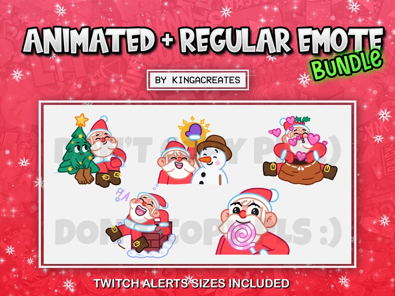 ANIMATED & REGULAR EMOTE Bundle Santa Claus Christmas for Twitch and ...