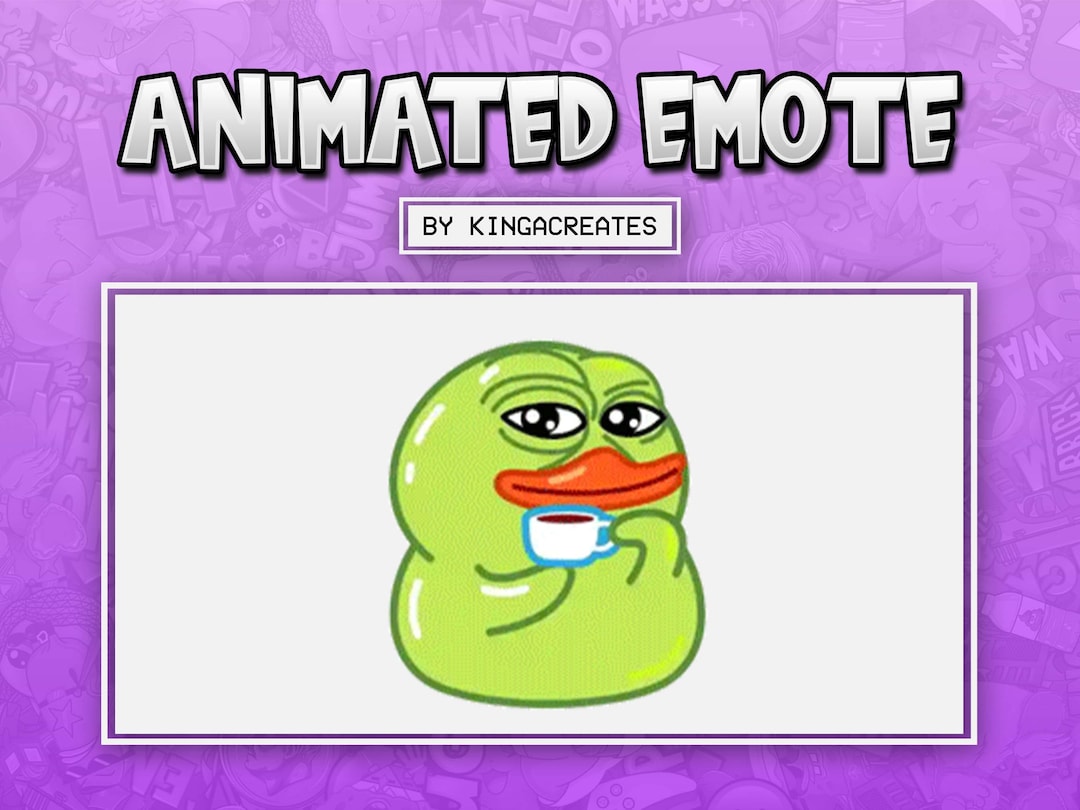 ANIMATED EMOTE Cute Duck Pepe Frog Sipping Tea for Twitch and Discord ...