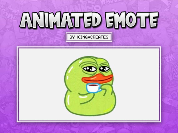 ANIMATED EMOTE Cute Duck Pepe Frog Sipping Tea for Twitch and - Etsy