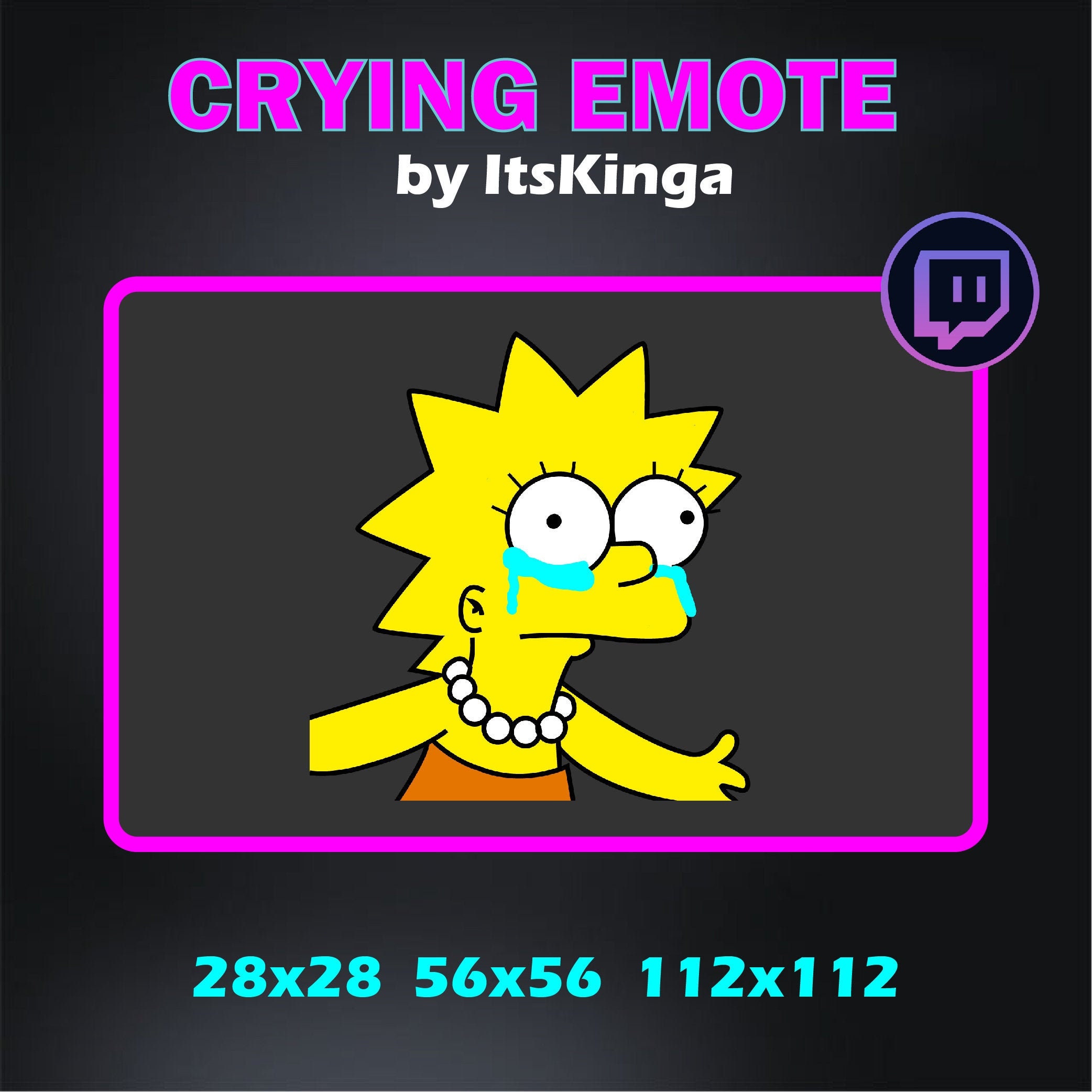 Lisa Simpson Crying Meme Emote for Twitch and Discord and | Etsy