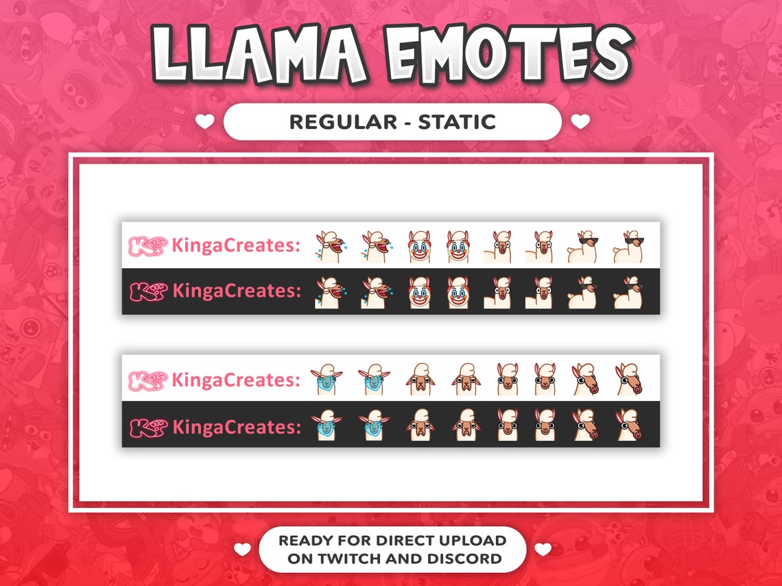 24 ANIMATED EMOTES + 8 STATIC Llama for Twitch, Kick and Discord ! - Etsy