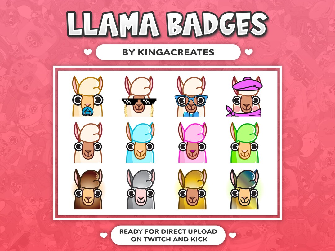 Cute Llama Alpaca Sub Badges for Twitch and Kick ! - Etsy