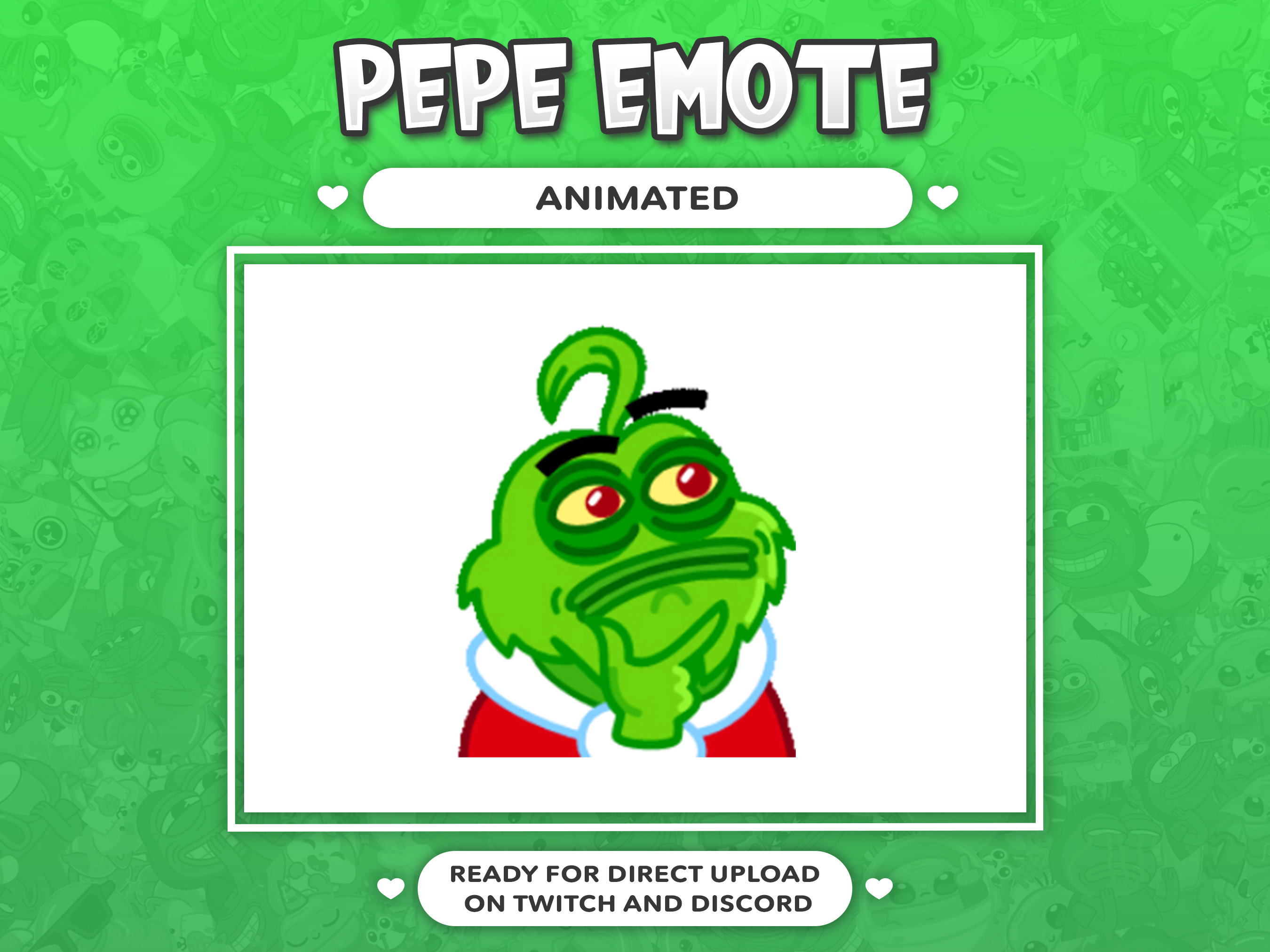 ANIMATED EMOTE Christmas Pepe Thinking Peepo for Twitch, Kick and ...