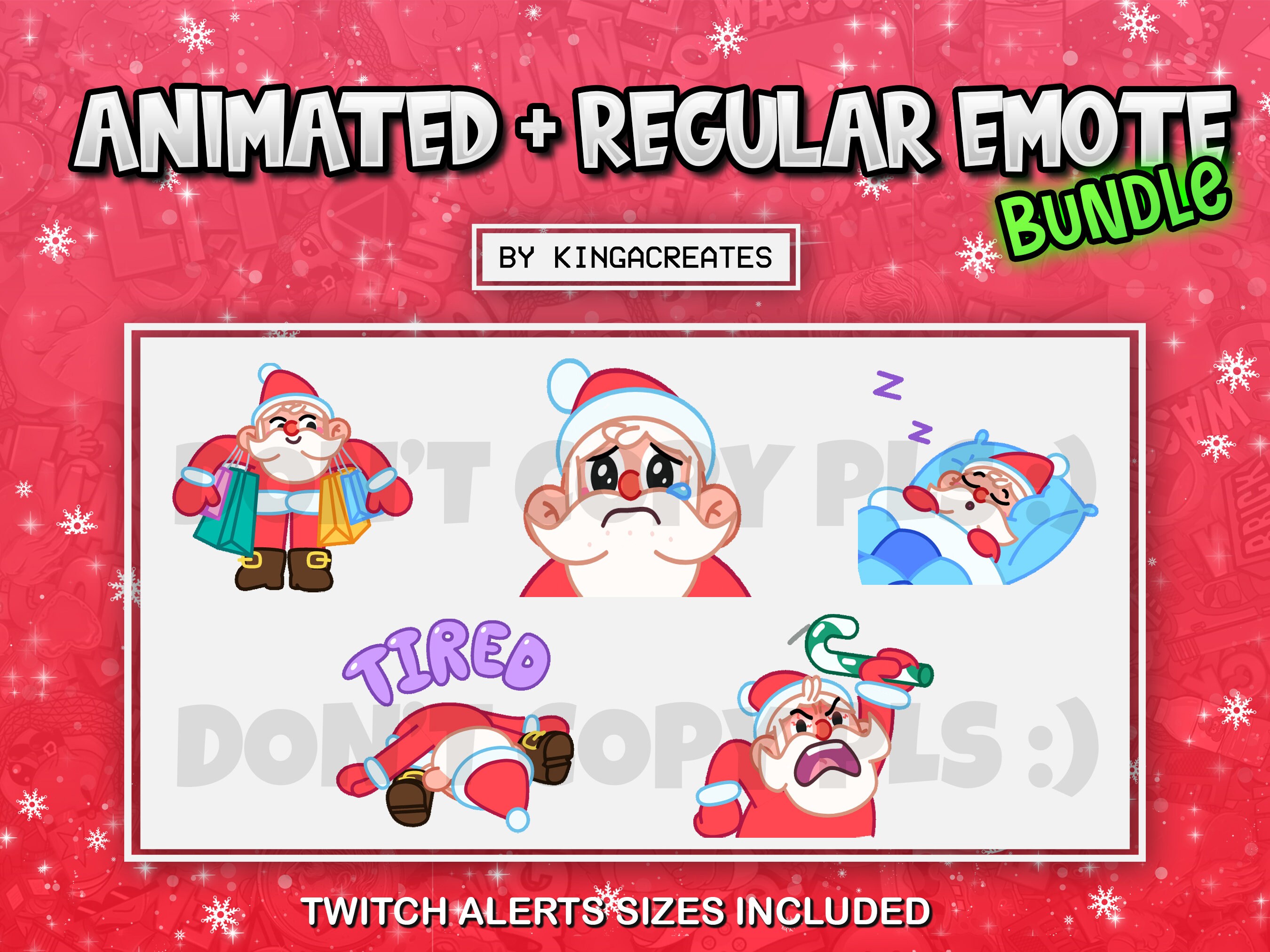 ANIMATED & REGULAR EMOTE Bundle Santa Claus Christmas for Twitch and ...