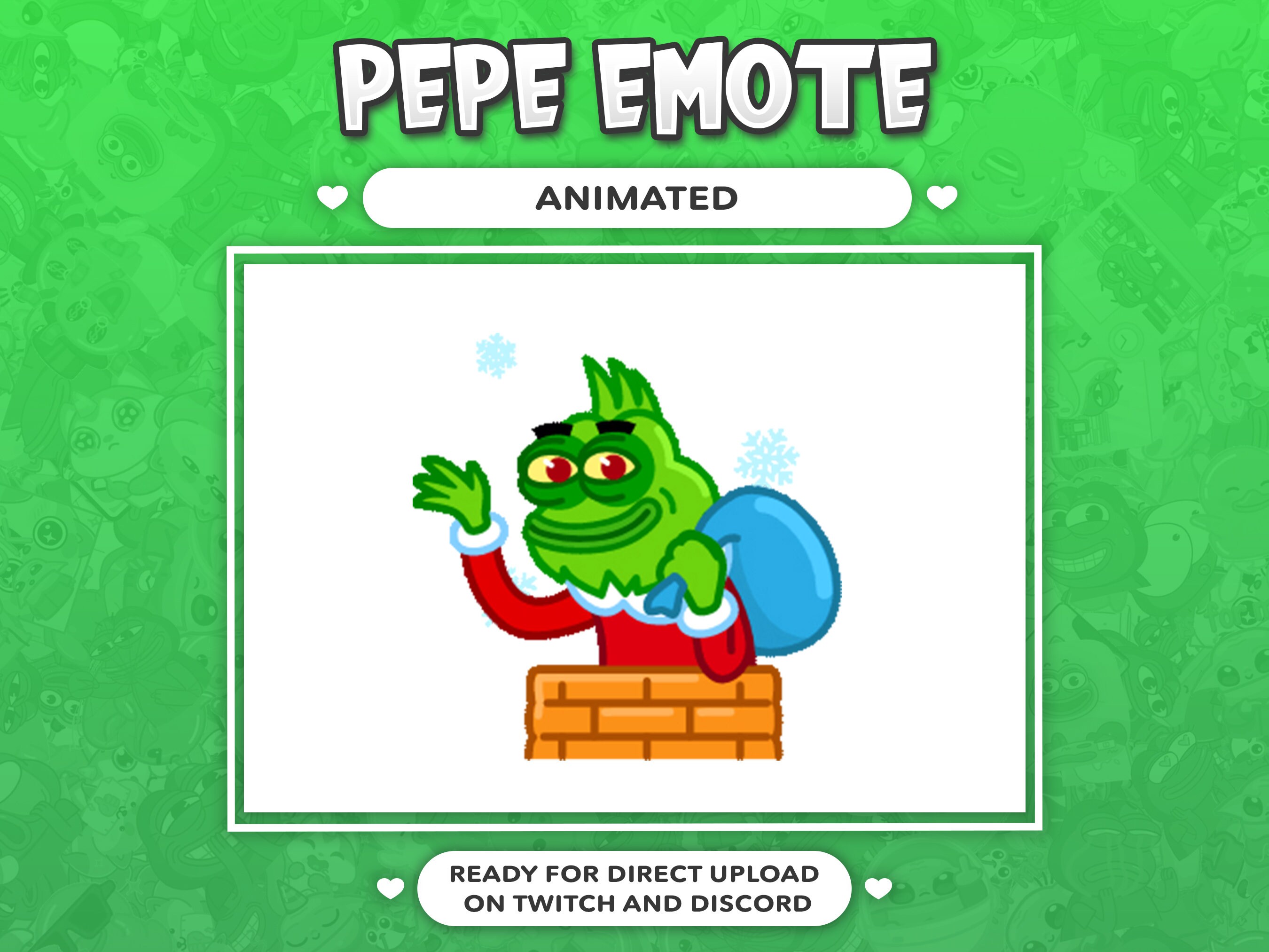 ANIMATED EMOTE Christmas Pepe Wave Peepo for Twitch, Kick and Discord ...