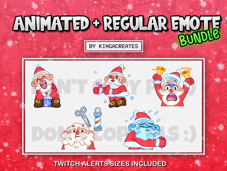 ANIMATED & REGULAR EMOTE Bundle Santa Claus Christmas for Twitch and ...