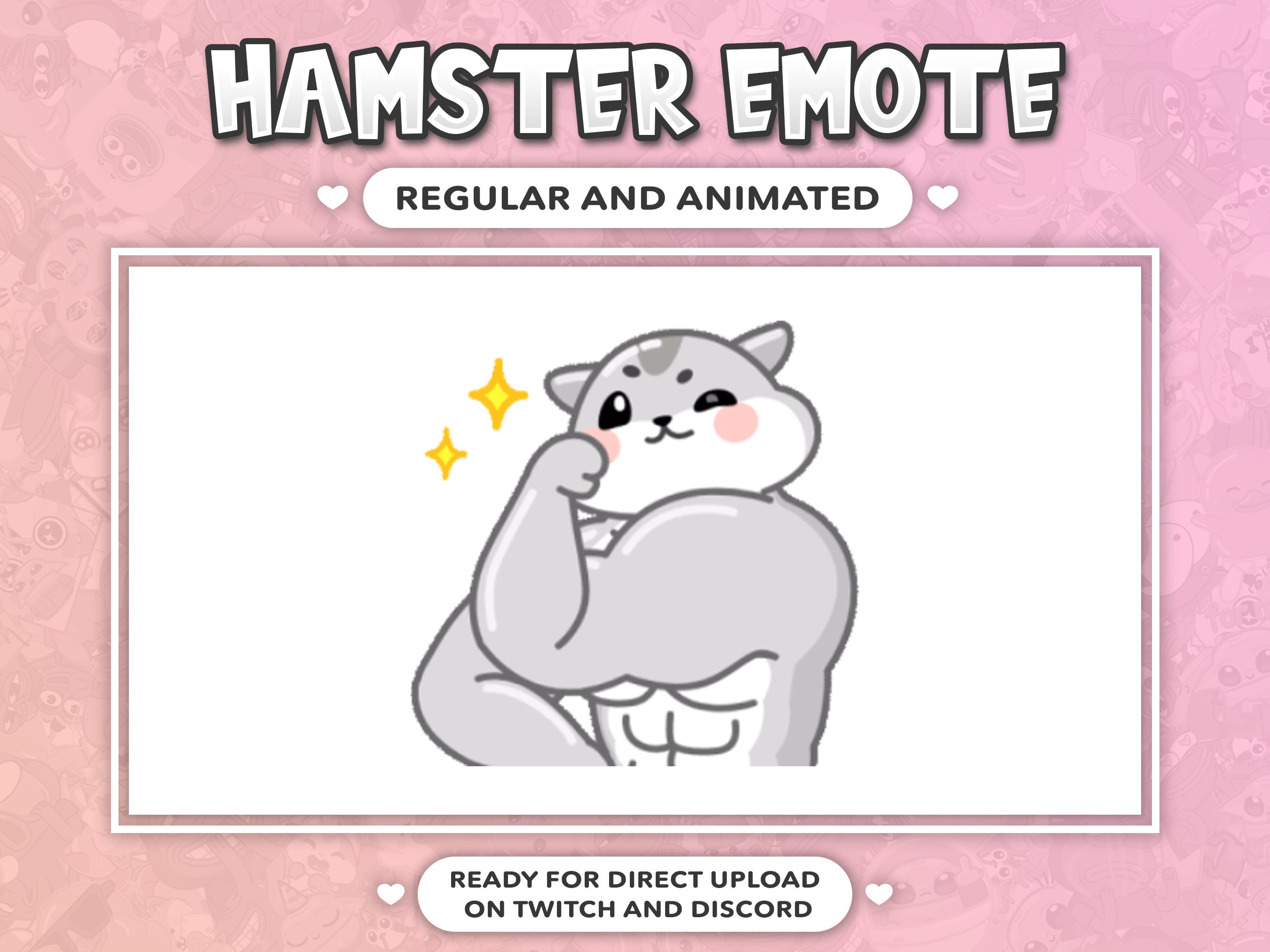 ANIMATED & STATIC EMOTE Flex Cute Chibi Hamster for Twitch, Kick and ...