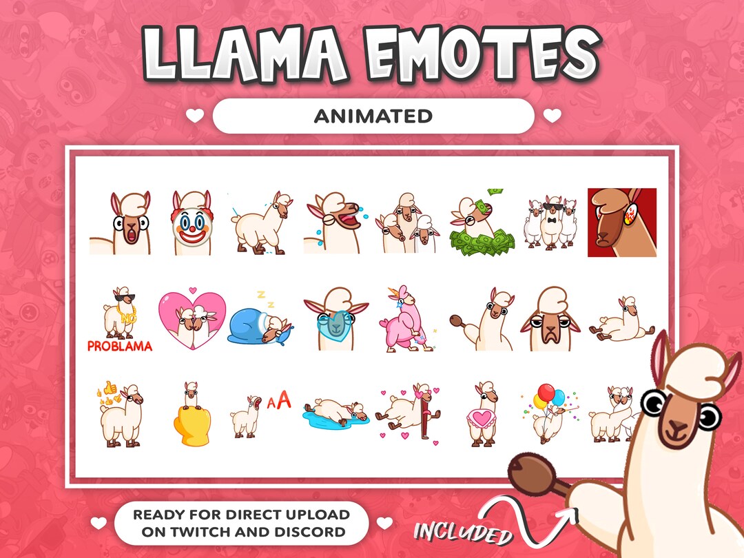 24 ANIMATED EMOTES + 8 STATIC Llama for Twitch, Kick and Discord ! - Etsy
