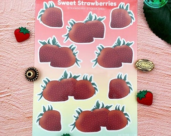 Fruity Sticker Sheet A6, Strawberry Sticker, Cherry Sticker, Matte ...