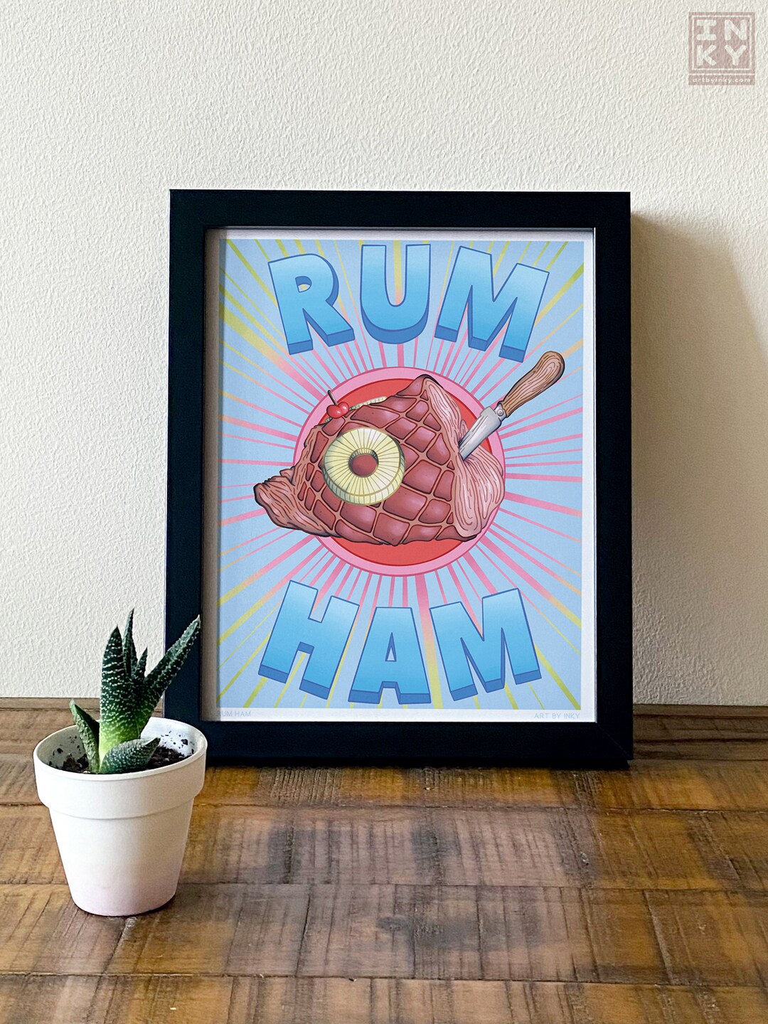 Rum Ham Illustrated Art Print (8x10”) - Funny Wall Decor for Home ...