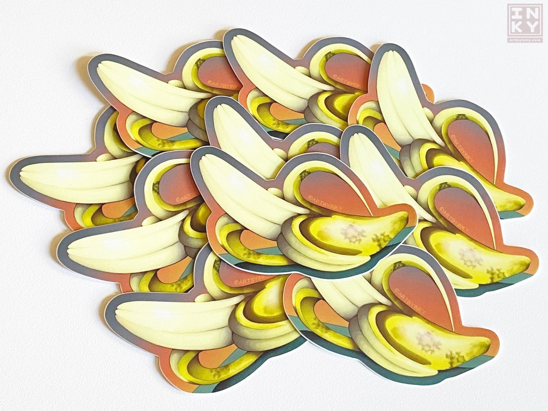 Vinyl Banana Sticker, Waterproof Decal for Water Bottle, Die Cut ...