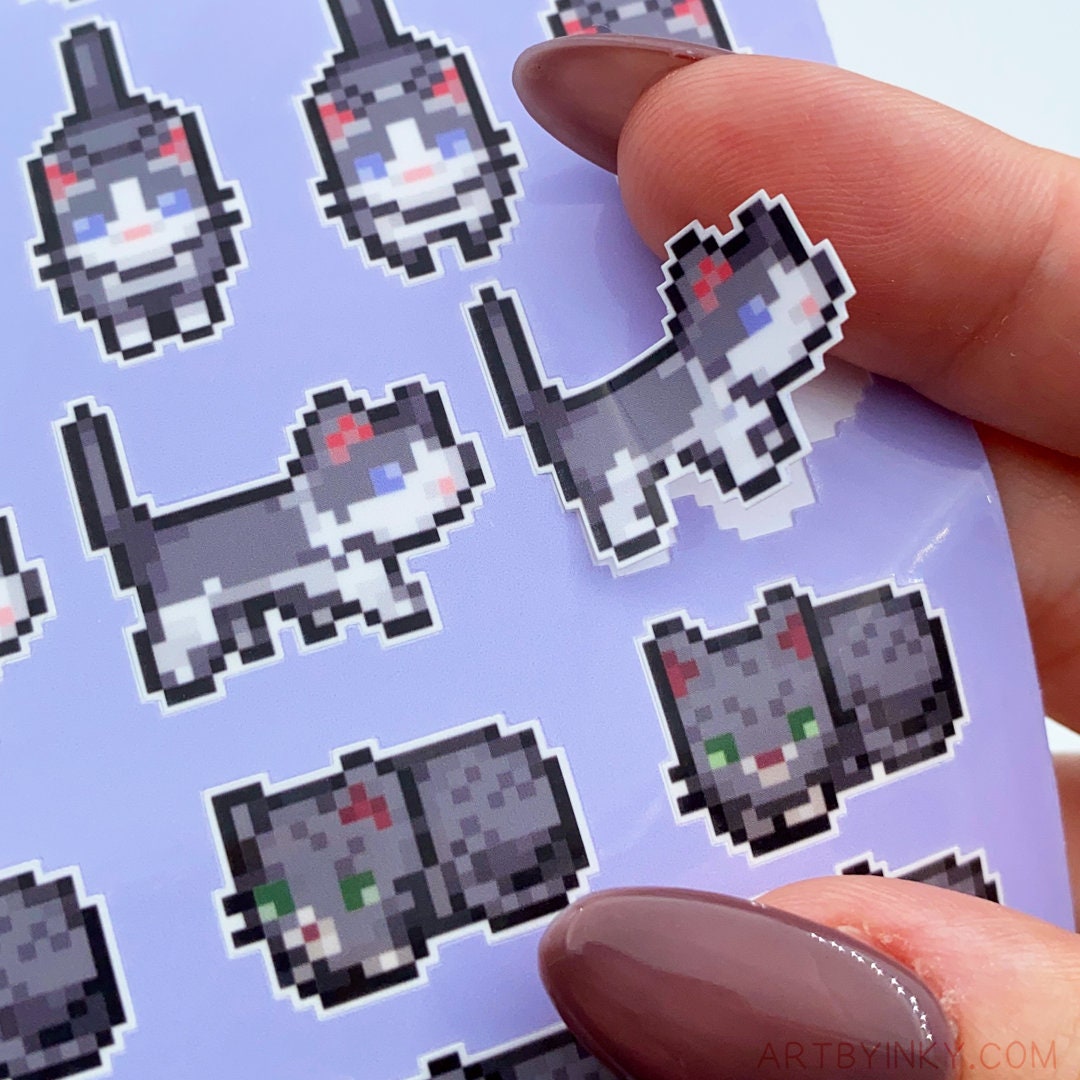 8-bit Pixel Video Game Cat Sprite Sticker Sheet - Etsy