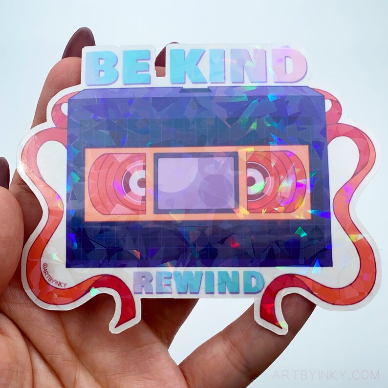 Holographic VHS Be Kind Rewind Die Cut Sticker - Retro 90s Y2K ...
