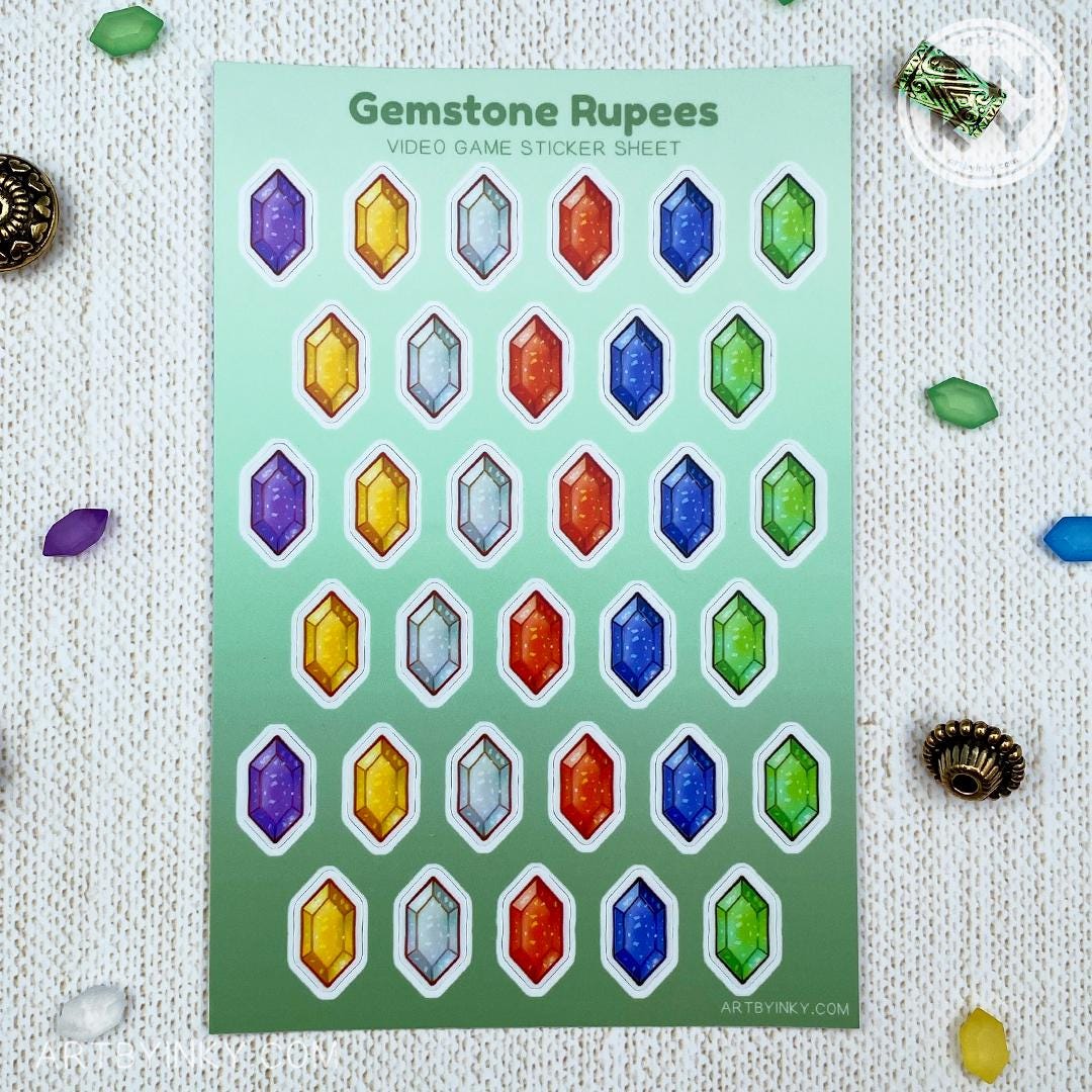 Rupee Sticker Sheet – Gemstone Gamer Decals (4” X 6”) - Etsy