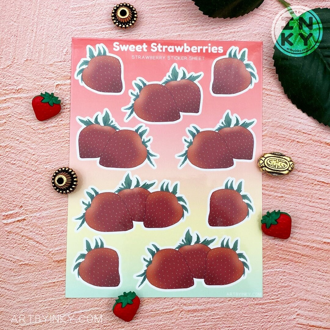 Cute Strawberry Fruit Sticker Sheet - Etsy