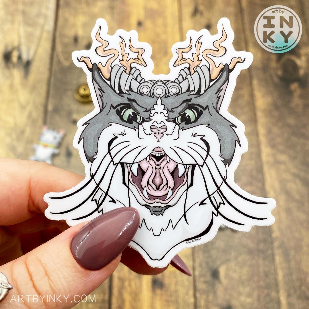 Motorhead Cat Sticker – Gray and White Die Cut Decal - Etsy