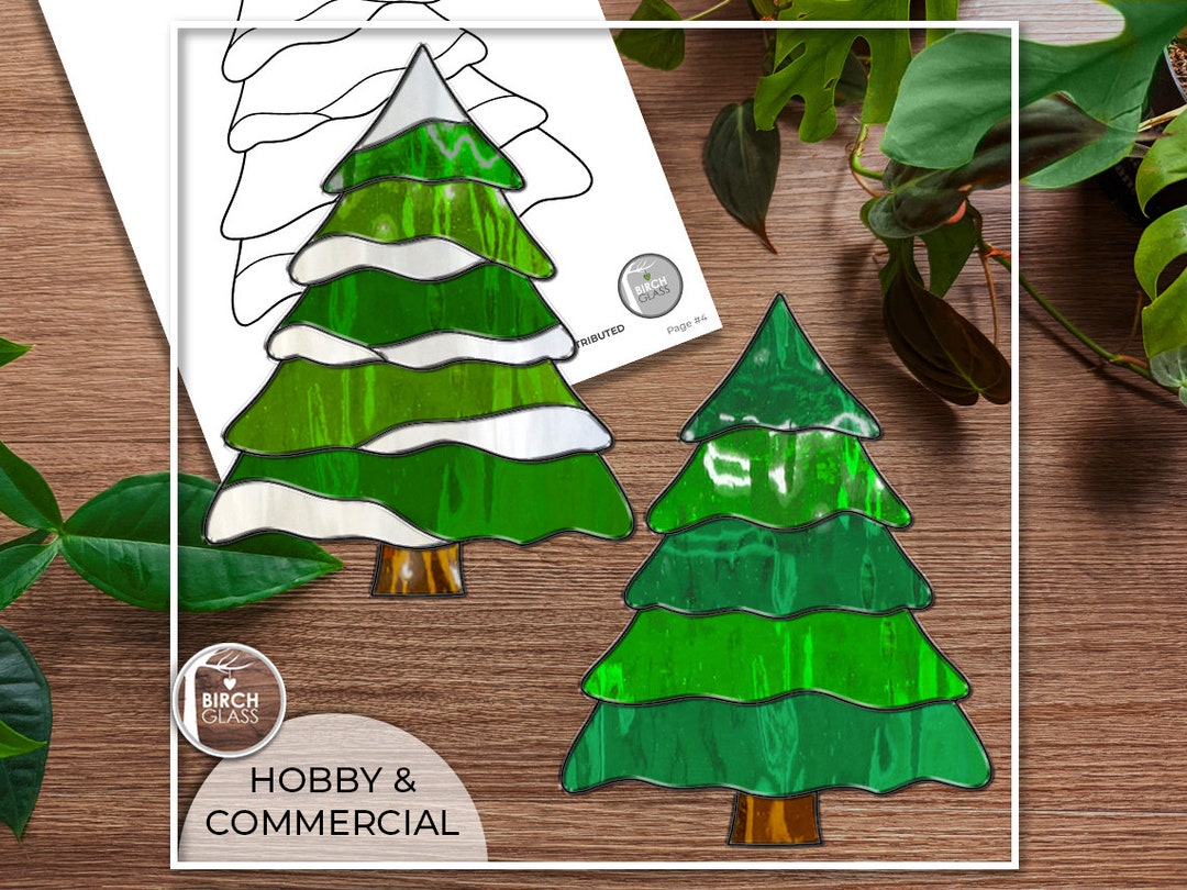 PATTERN • Snowy Christmas Tree X2 Stained Glass Pattern • PDF • Digital ...
