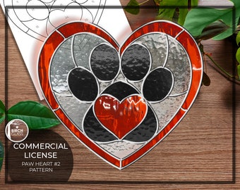 PATTERN Heart Paw Stained Glass Pattern PDF Digital - Etsy