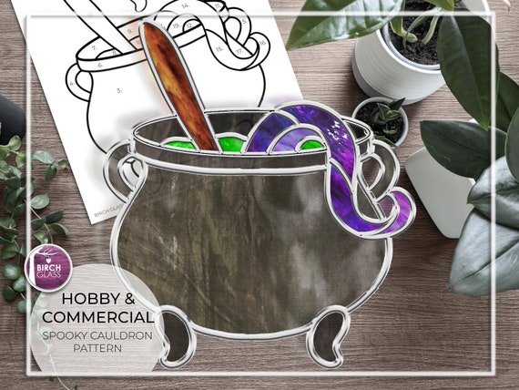 PATTERN Halloween Cauldron Stained Glass Pattern PDF - Etsy