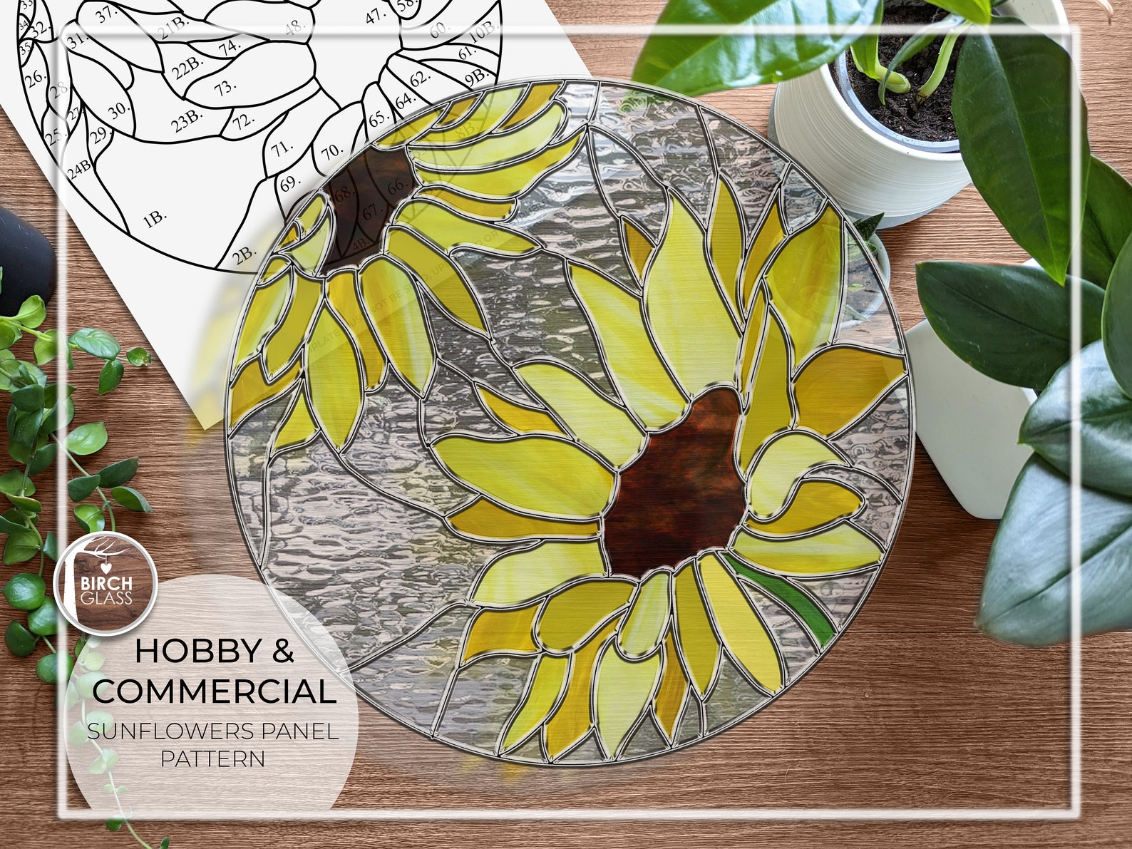 PATTERN Sunflowers Stained Glass Pattern PDF Digital - Etsy