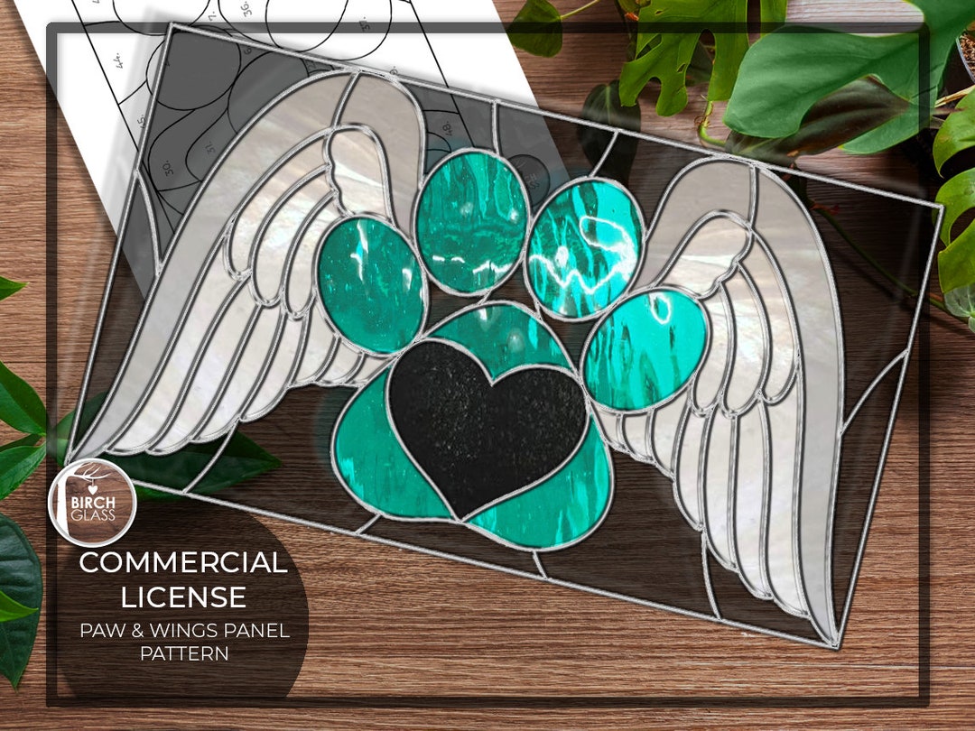 PATTERN Paw Wings Panel Stained Glass Pattern PDF Digital Download ...