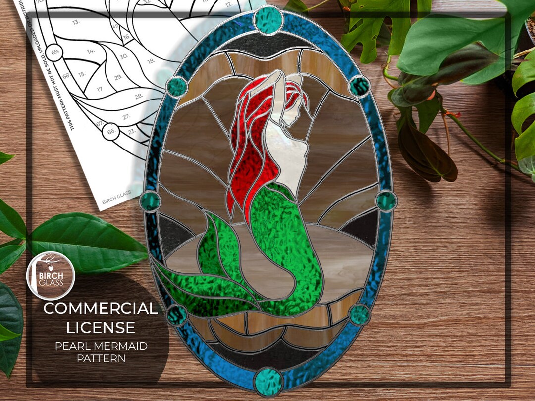PATTERN Pearl Mermaid Stained Glass Pattern PDF Digital Download Ariel ...
