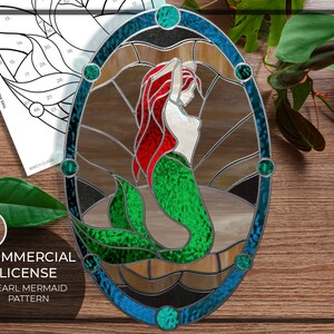 PATTERN Pearl Mermaid Stained Glass Pattern PDF Digital Download Ariel ...