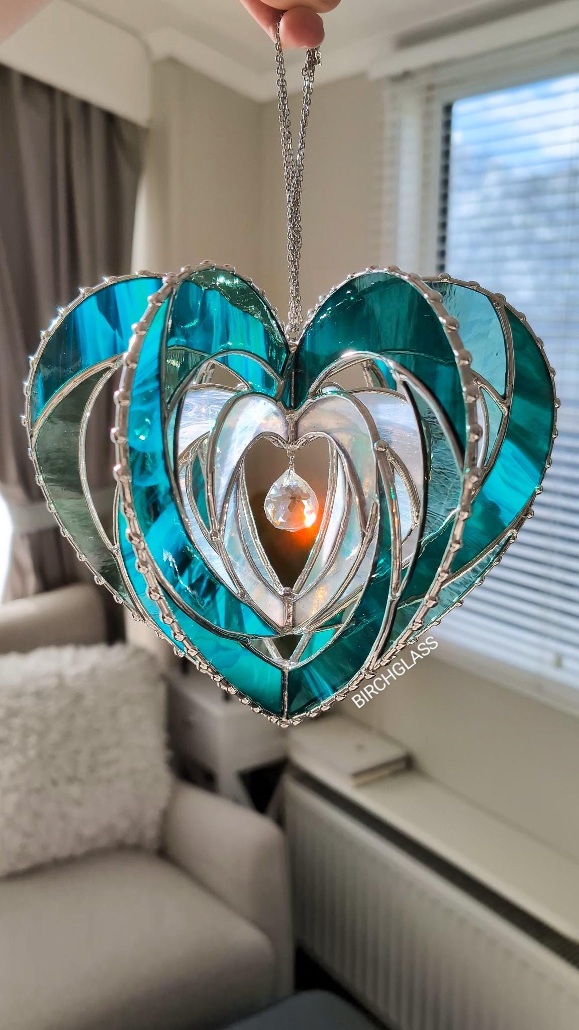 Pattern • Asymmetrical 3D Heart Spinner Stained Glass Pattern (PATTERN ...