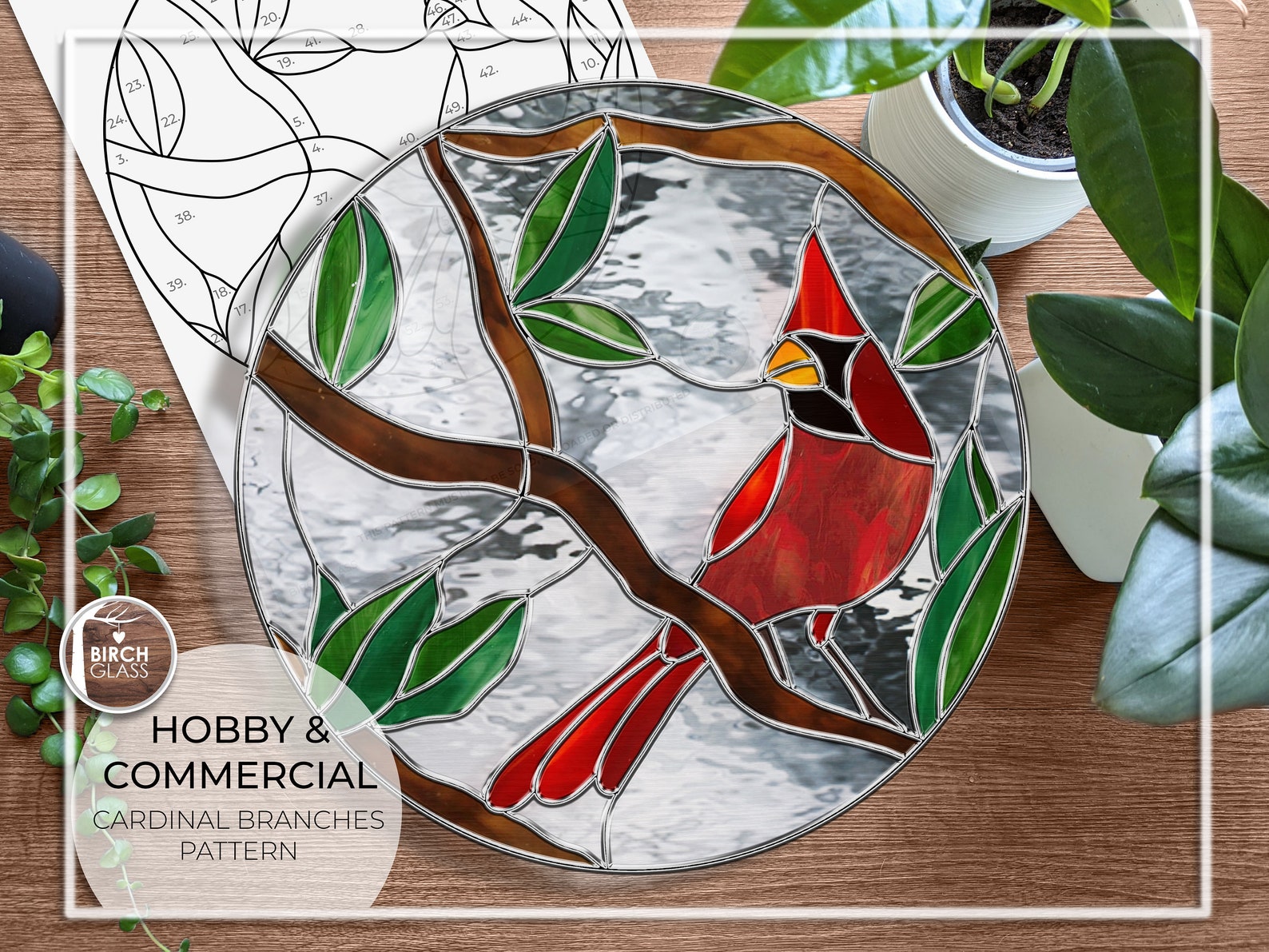 PATTERN • Cardinal Branches Stained Glass Pattern • PDF • Digital ...