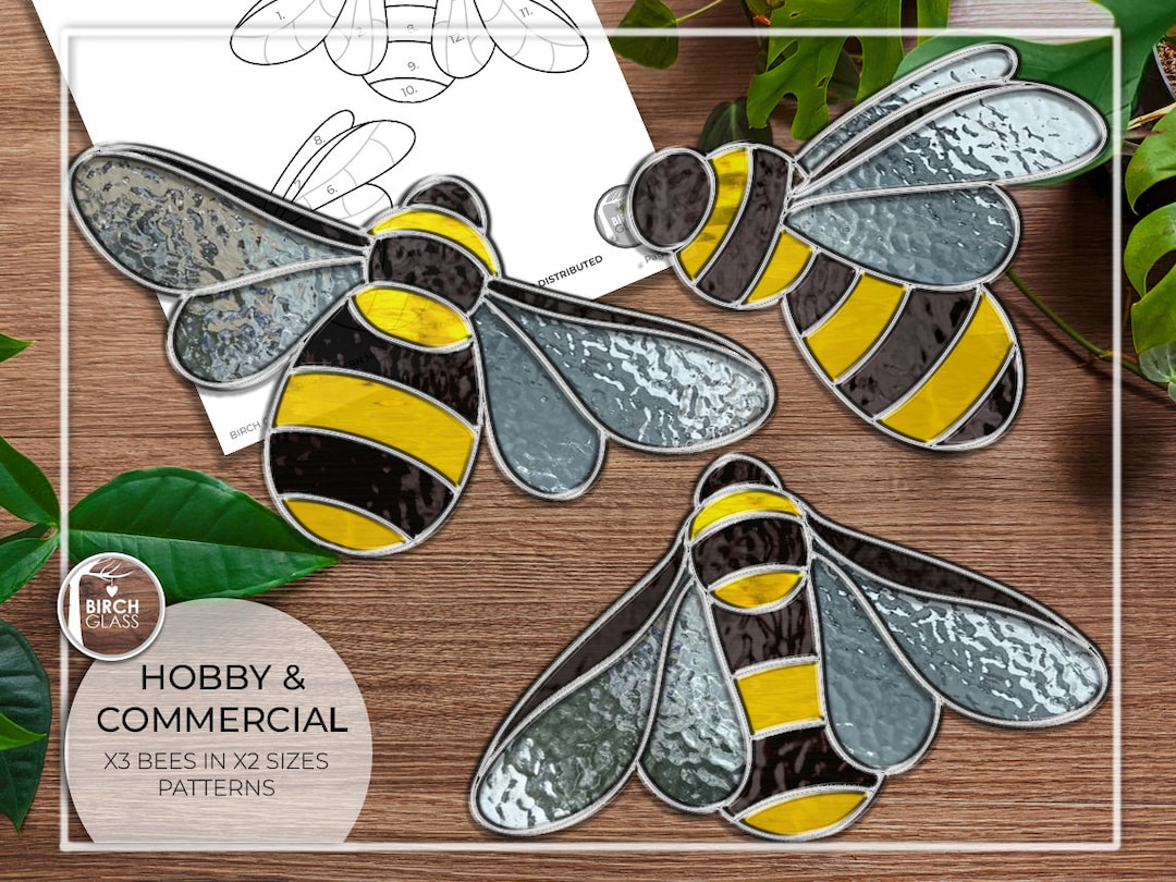 PATTERN • X3 Bee Pack Stained Glass Pattern • PDF • Digital Download ...