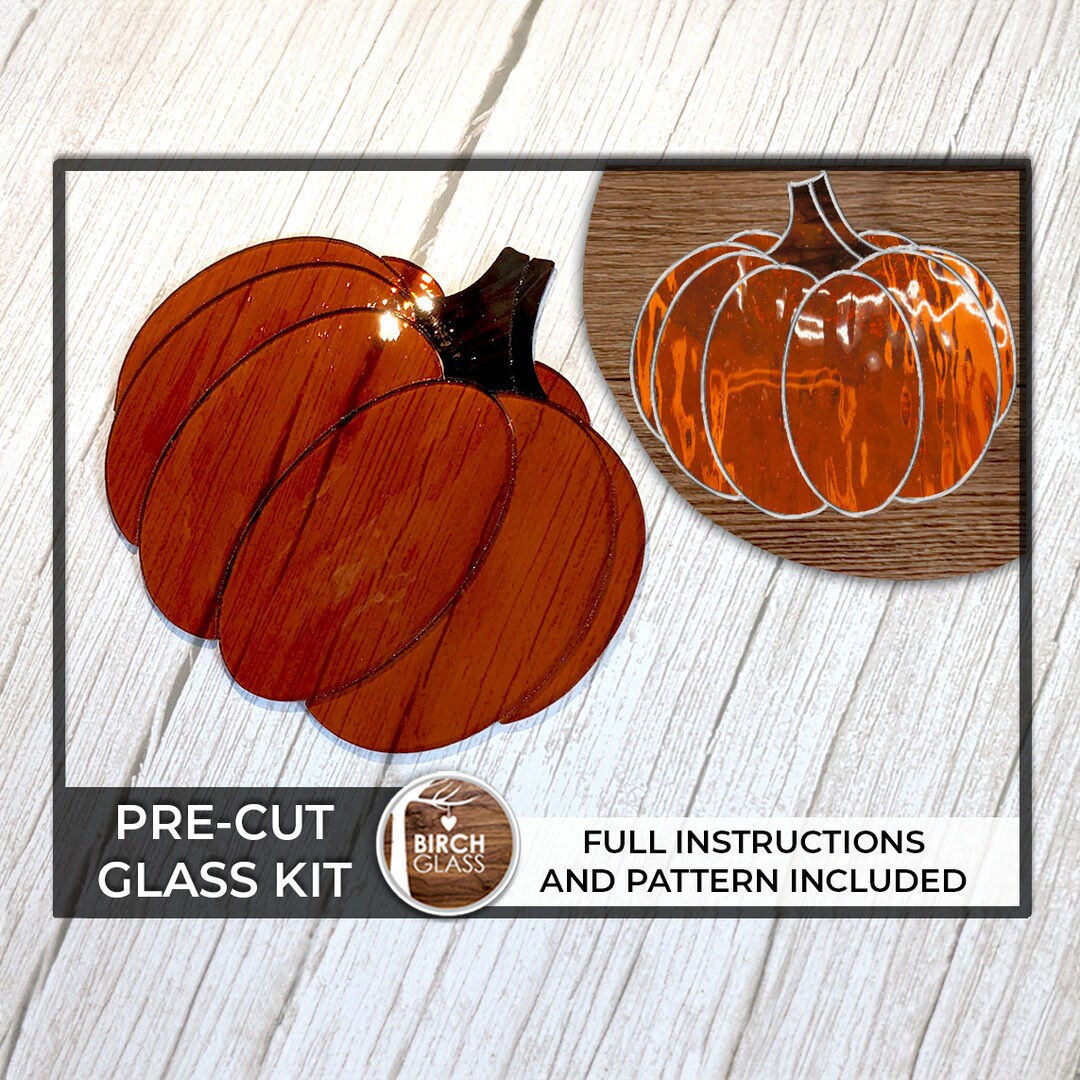 PRECUT GLASS Pumpkin Kit • Stained Glass • Mosaic Kit • Glass Kit ...
