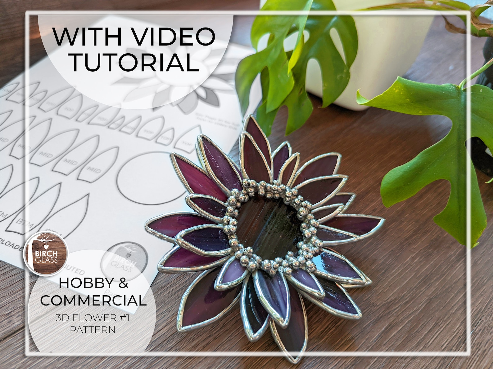 PATTERN 3D Flower with Video Tutorial Stained Glass - Etsy