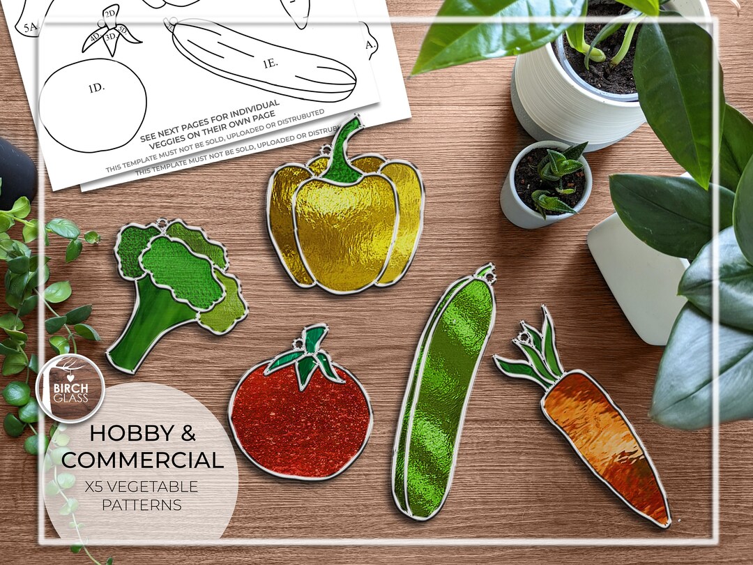 PATTERNS • Veggies X5 Beginner Stained Glass Patterns • PDF • Digital ...