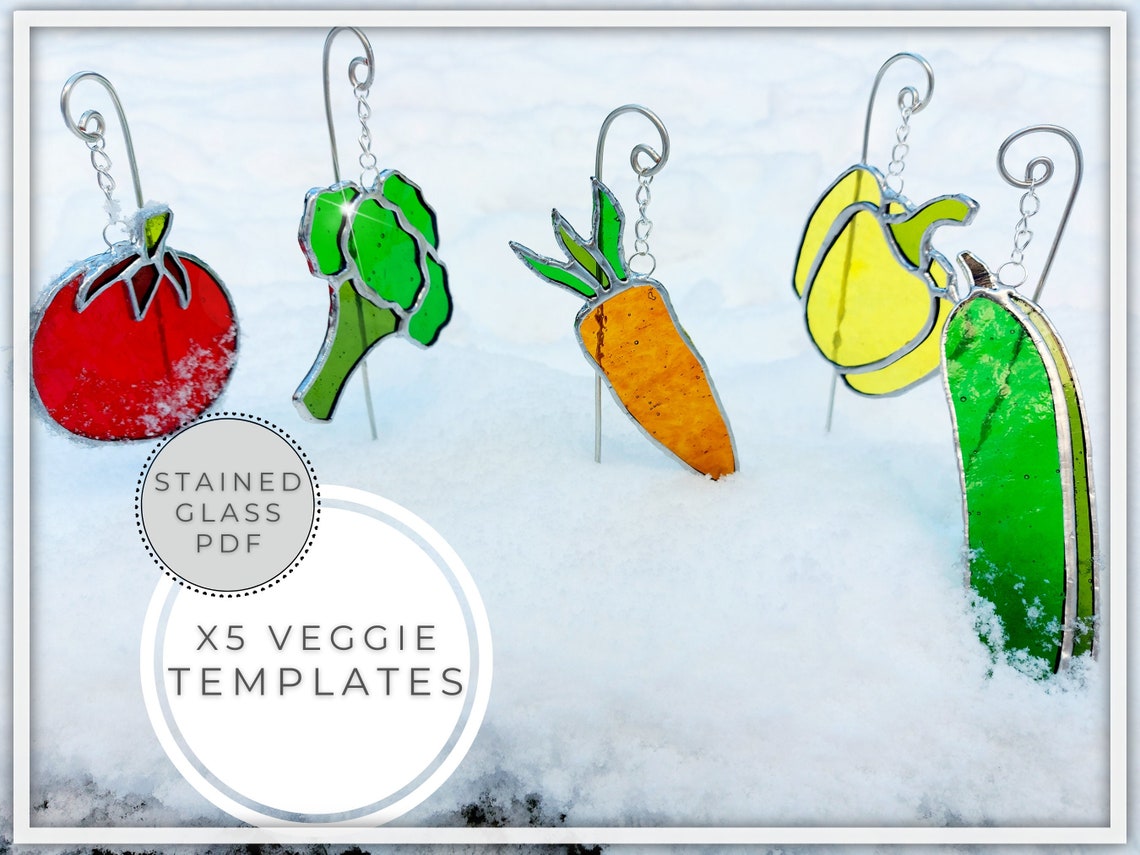 PATTERNS • Veggies X5 Beginner Stained Glass Patterns • PDF • Digital ...