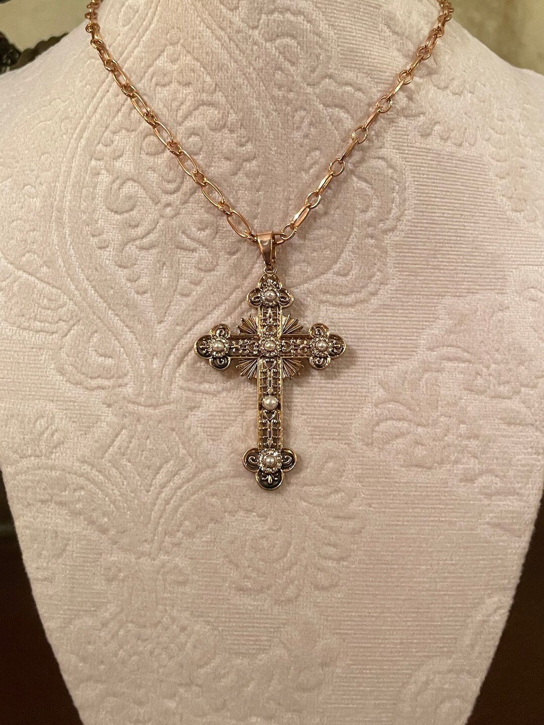 Gold Cross Paperclip Chain - Etsy