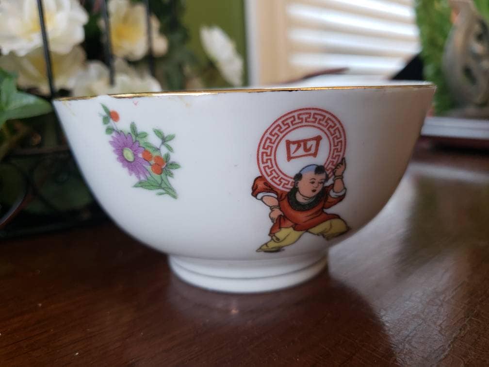 Vintage Chinese Rice Bowl Prosperity Longevity Wealth Luck Symbols - Etsy
