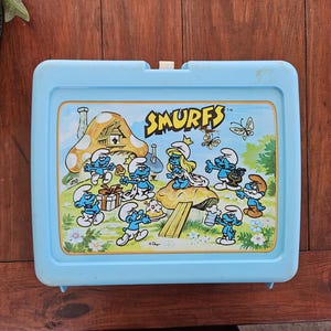 Vintage 1980's SMURFS Thermos Brand Blue Plastic Lunch Box - Etsy
