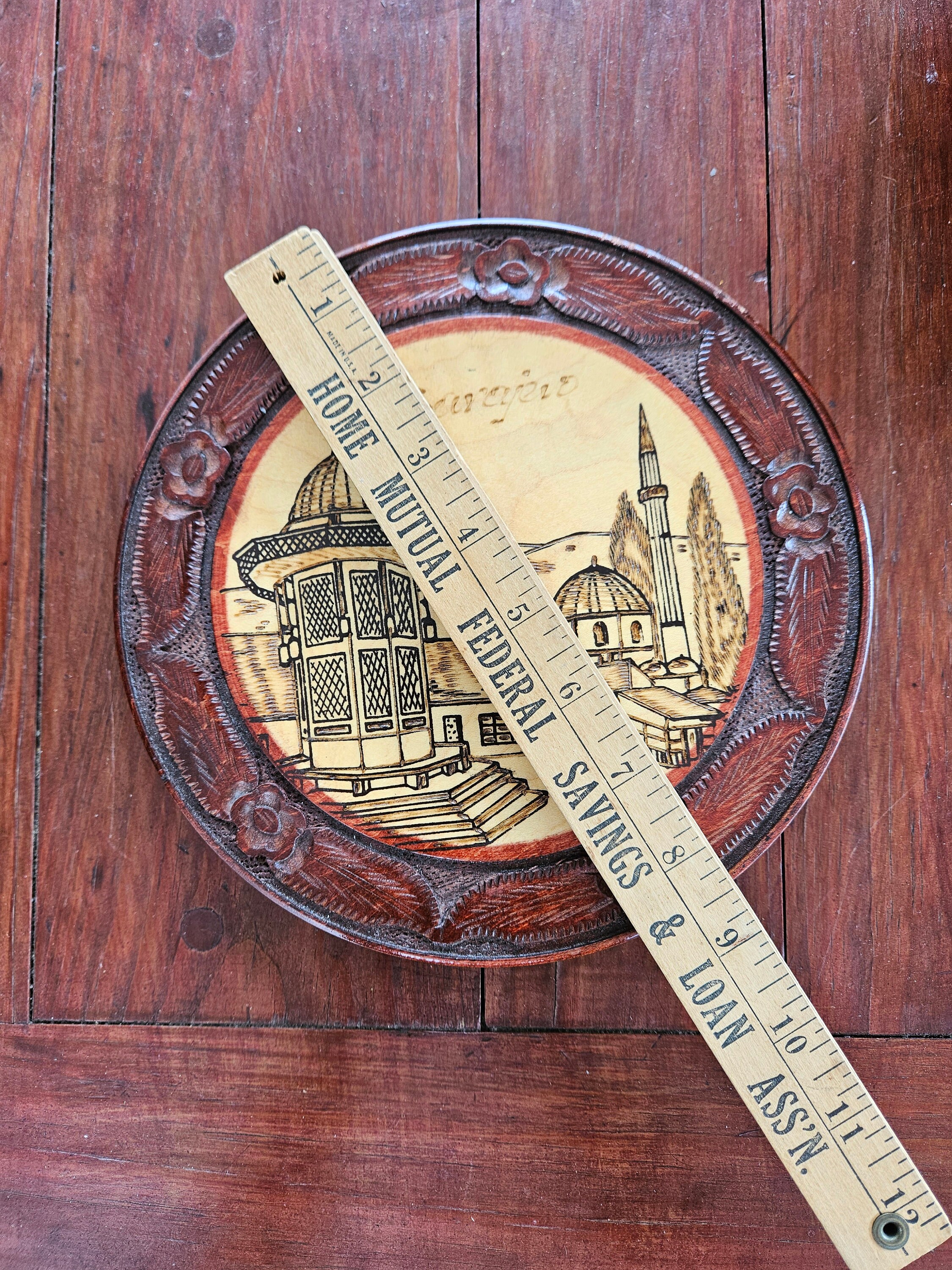 Hand-carved Wood Plate Vintage Pyrography Sarajevo Wall Plate - Etsy