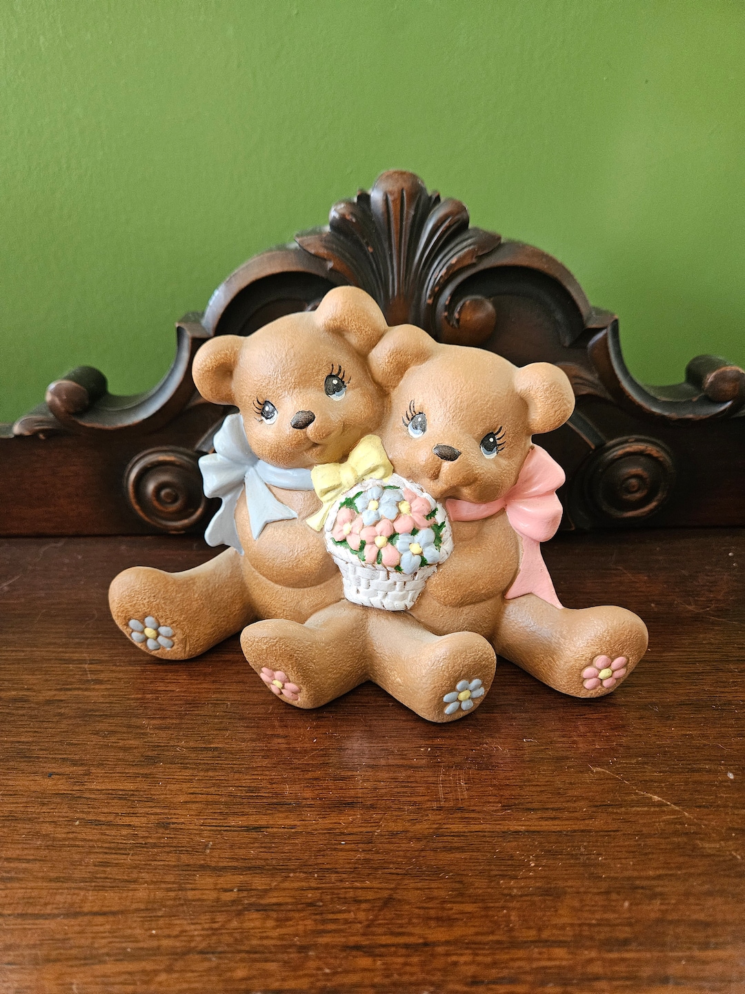 Vintage Ceramic Bears Spring Cuddle Bears Hand-painted Figurine - Etsy